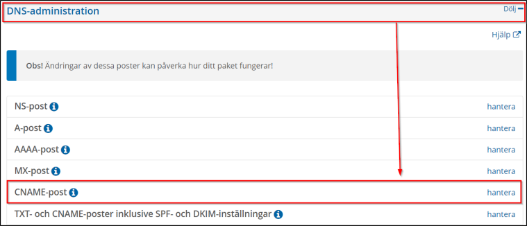 DNS-poster hos STRATO